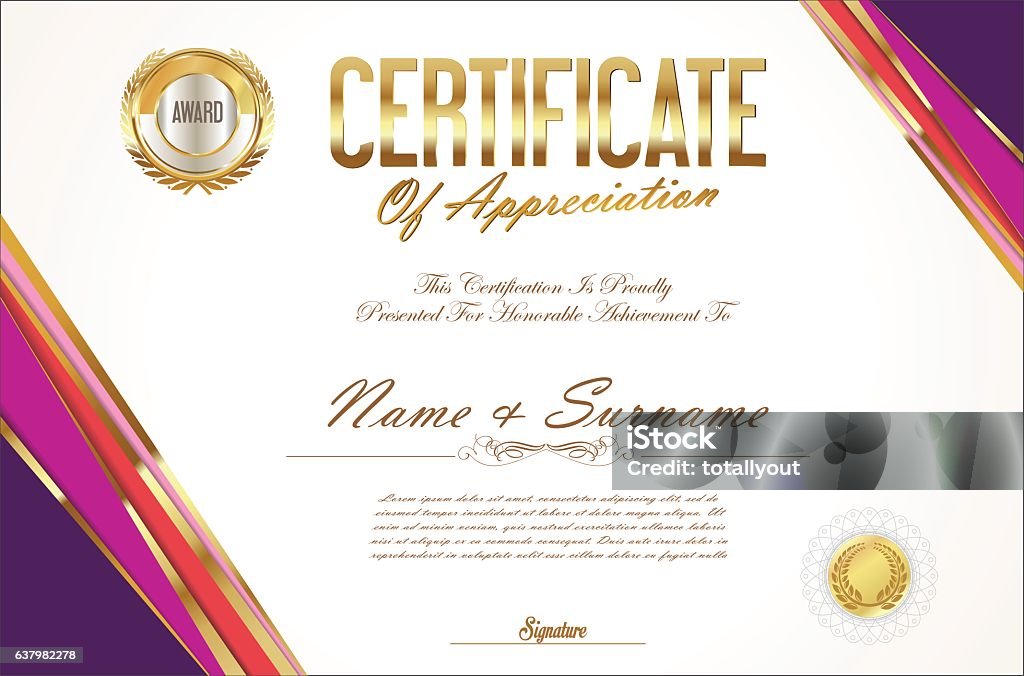 Certificate Template Retro Design向量圖形及更多凸版效果圖片 凸版效果 印刷品 文件 商務