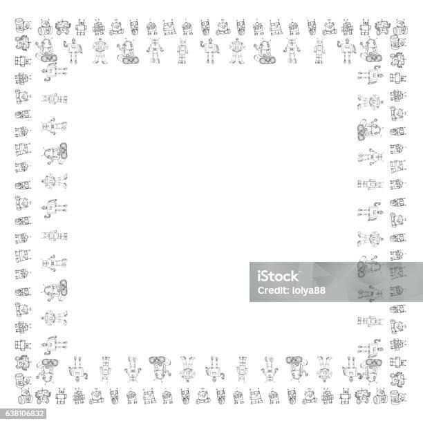 Robot Doodle Frame向量圖形及更多可愛圖片 可愛 商業金融與工業 器材 Istock