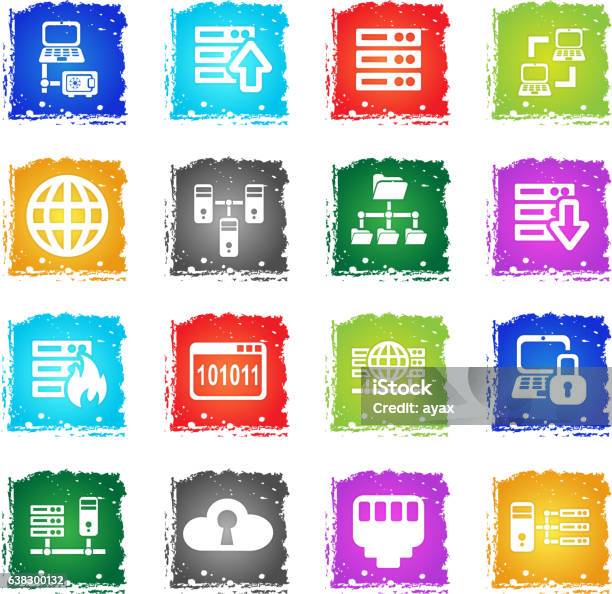 Server Icon Set向量圖形及更多互聯網圖片 互聯網 侵略 全球通訊 Istock