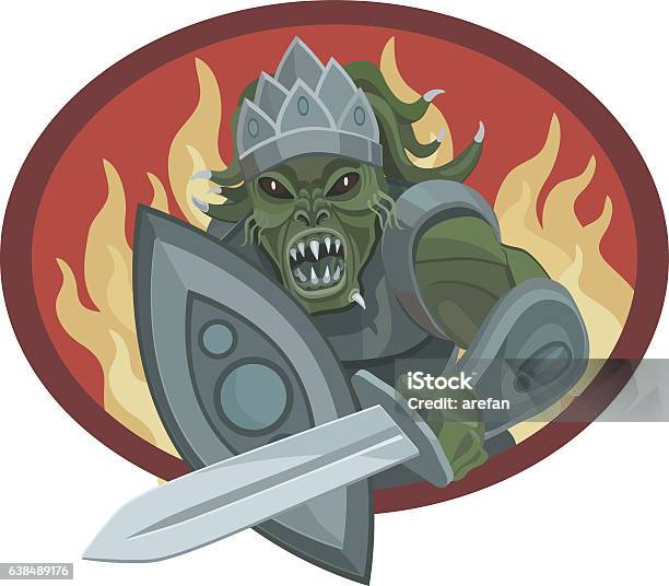 Warrior Aliens With Sword And Shield向量圖形及更多消防員頭盔圖片 消防員頭盔 侵略 劍 Istock