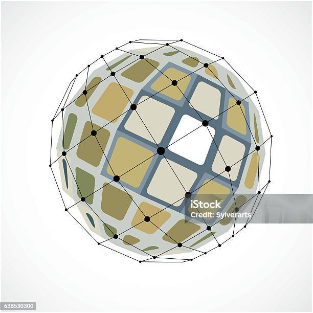 Vector Dimensional Wireframe Low Poly Object Sphere Stock Illustration