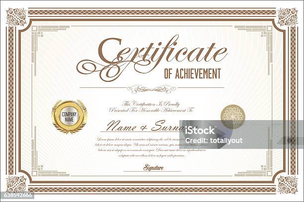 Certificate Retro Design Template向量圖形及更多保安圖片 保安 優惠券 凸版效果 Istock