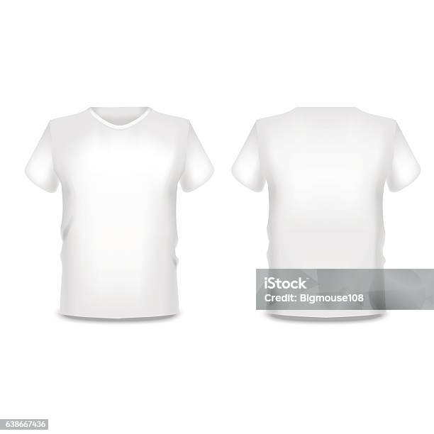 Realistic Template Blank White Man Tshirt Vector Stok Vektör Sanatı