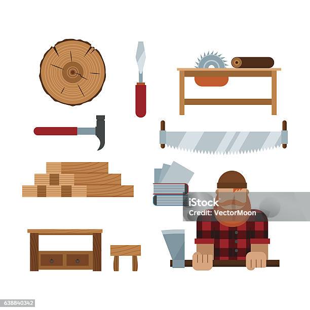 Lumberjack 만화 도구 아이콘 벡터 일러스트 검은색에 대한 스톡 벡터 아트 및 기타 이미지 검은색 목수 벡터