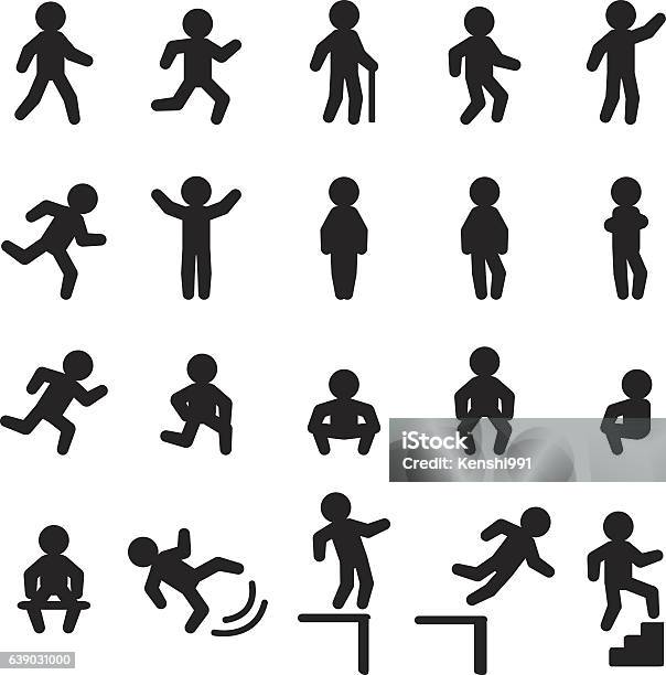 People Actions Icon Set Vector Icon Set向量圖形及更多火柴人圖片 火柴人 側影 圖示 Istock