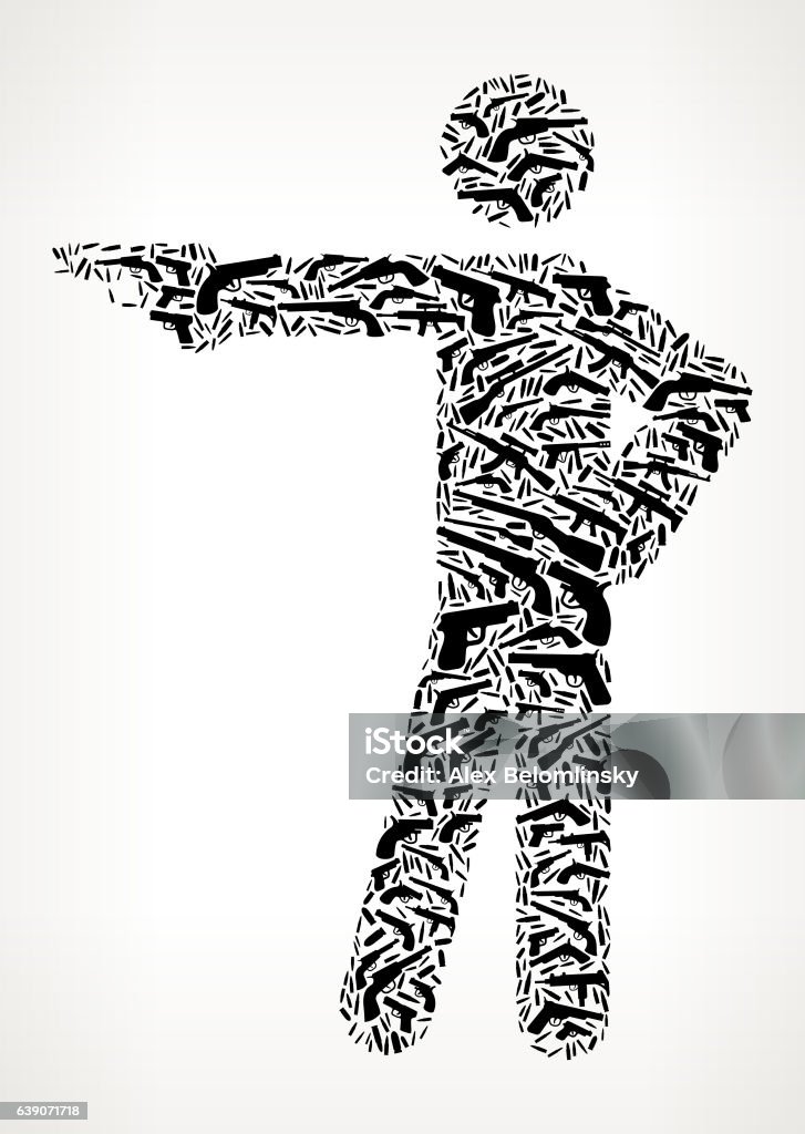 Vetores De Stick Figure Shooting Gun Black Icon Pattern Background E