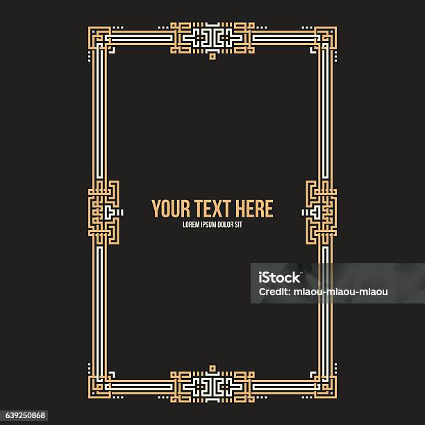 Art Deco Square Frame With Native American Elements Stock Illustration