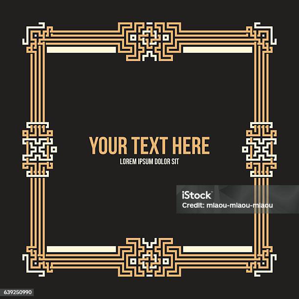 Art Deco Square Frame With Native American Elements向量圖形及更多幾何圖形圖片 Istock