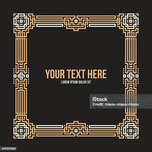 Art Deco Square Frame With Native American Elements Stock Illustration