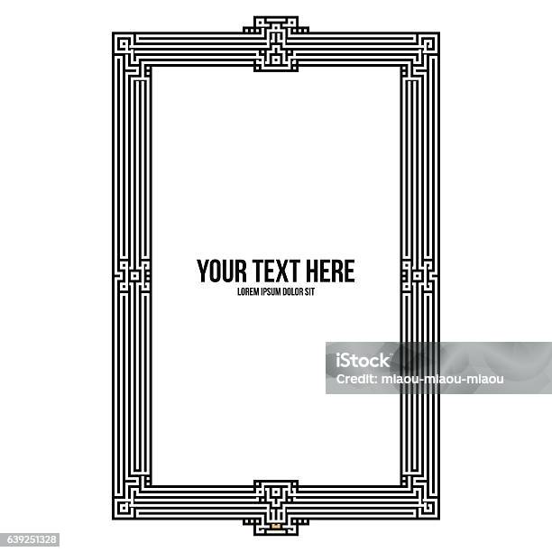 Art Deco Square Frame With Native American Elements Stock Illustration