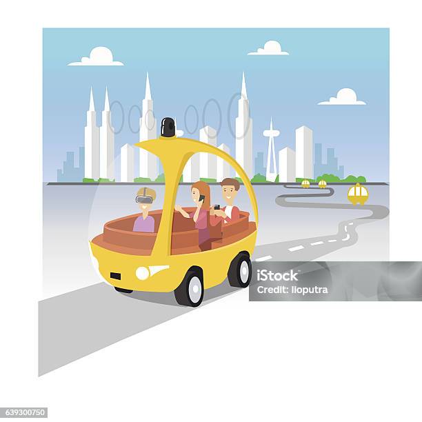 Self Drive Car Flat Illustration Future World Stok Vektör Sanatı ... Self Drive Car Flat Illustration Future World Stok Vektör Sanatı ...