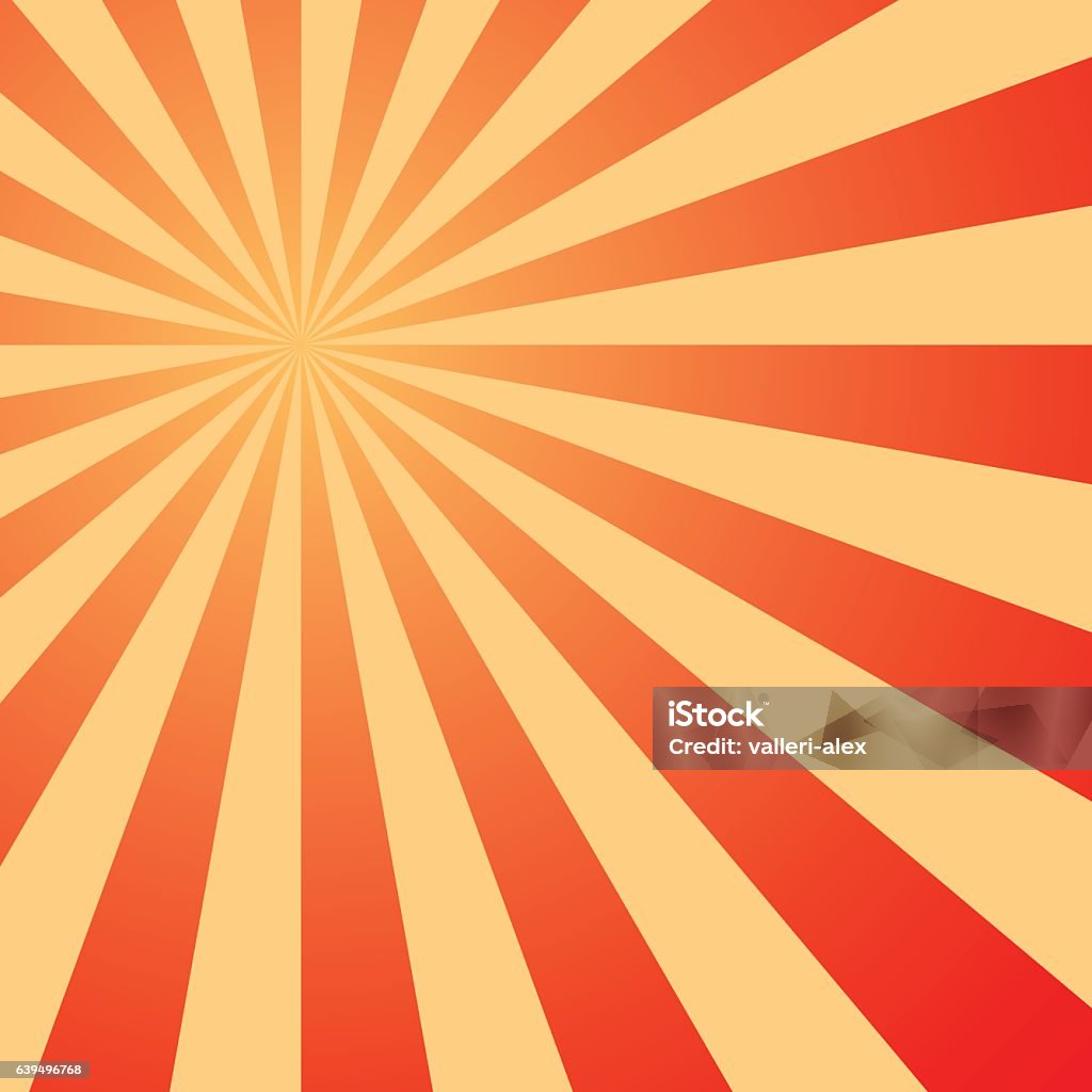 Sun Rays Sunburst On Red Color Background Vector Illustration Stock
