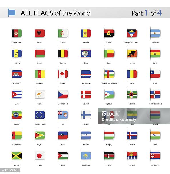 All World Bookmark Label Vector Flags Collection Stock Illustration