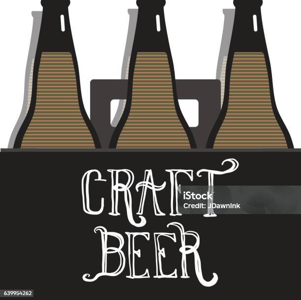 Craft Beer Bottle Six Pack Label Hand Lettering Design向量圖形及更多六支裝盒圖片