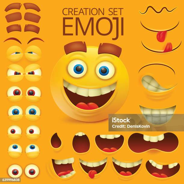 Yellow Smiley Face Character For Your Scenes Template Emotion B向量圖形及更多人
