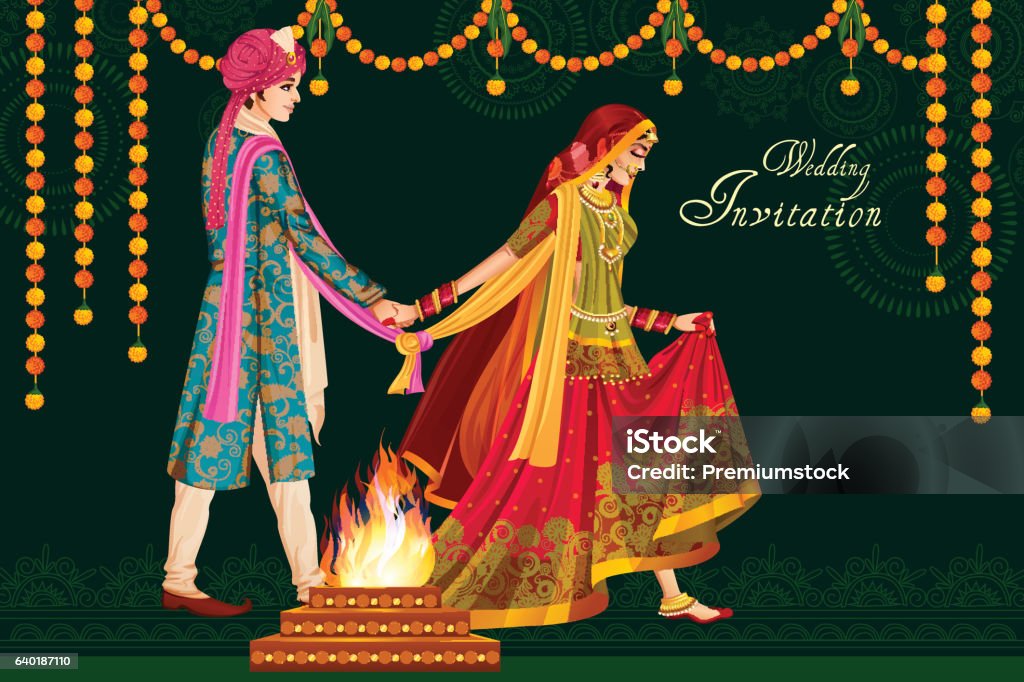 Indian Couple In Wedding Satphera Ceremony Of India Stockvectorkunst en ... Indian Couple In Wedding Satphera Ceremony Of India Stockvectorkunst en ...
