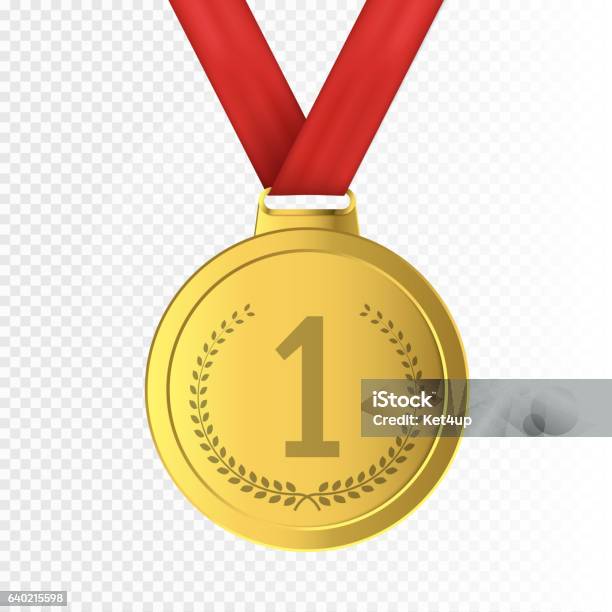 1위 골든 메달은 투명한 배경으로 고립되어 있습니다 벡터일러스트레이션 3차원 형태에 대한 스톡 벡터 아트 및 기타 이미지 3