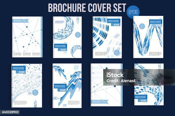 Tata Letak Templat Mega Set Brosur Biru Desain Sampul Laporan Tahunan