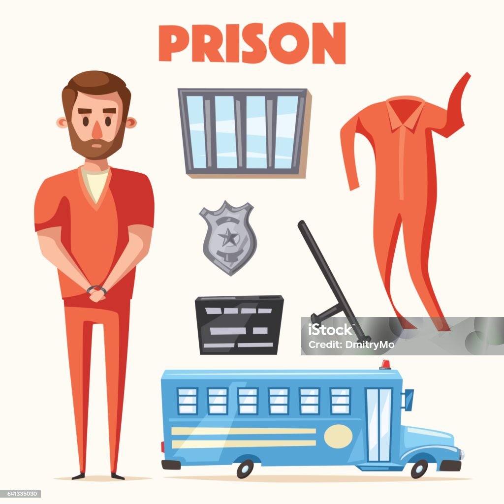 Gefängnis Mit Gefangenen Charakterdesign Cartoonvektorillustration ... Gefängnis Mit Gefangenen Charakterdesign Cartoonvektorillustration ...