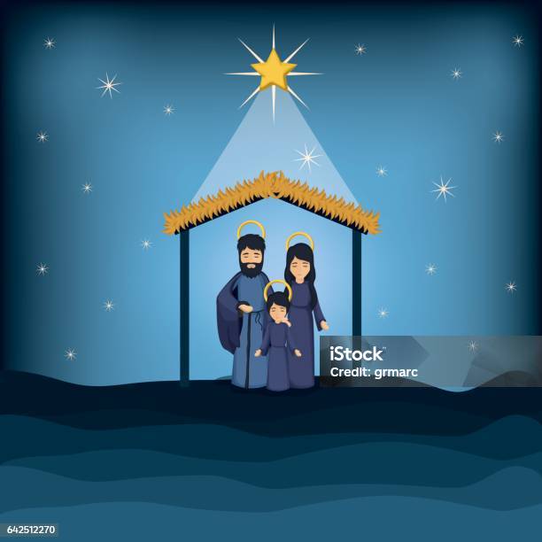 Vetores De Menino Jesus José E Maria Projeto Dos Desenhos Animados E