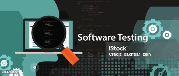 Software Testing Looking Closer Closeup To The Source Code Script To Find Bug Stock Illustration
