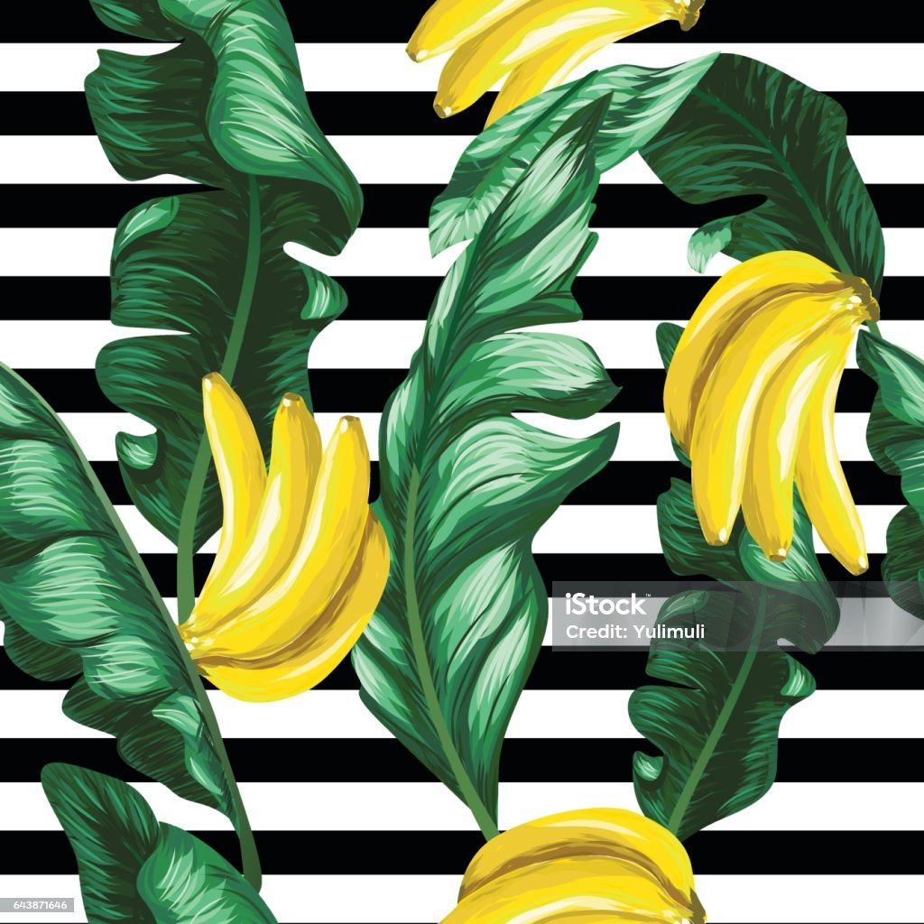 Pola Daun Pisang Ilustrasi Stok Unduh Gambar Sekarang Dekorasi