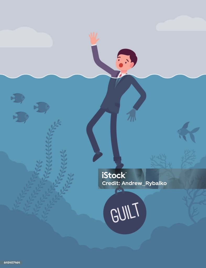 Businessman Drowning Chained With A Weight Guilt Stock Illustration ... Businessman Drowning Chained With A Weight Guilt Stock Illustration ...