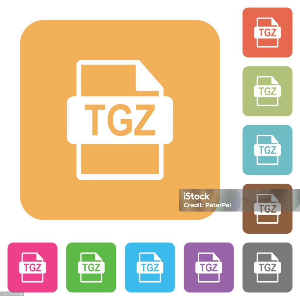 Tgz File Format Rounded Square Flat Icons Stock Illustration Download