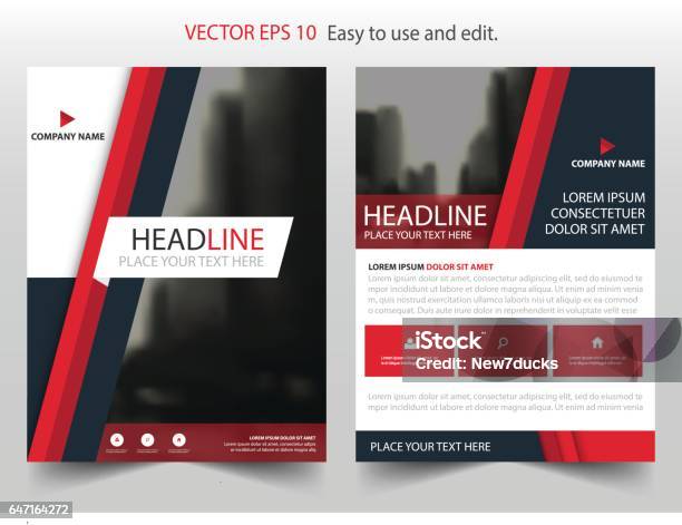 Laporan Tahunan Vektor Hitam Merah Desain Templat Leaflet Brochure