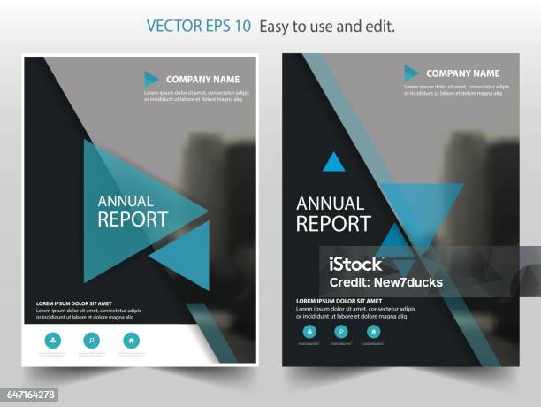 Biru Segitiga Vector Laporan Tahunan Leaflet Brochure Flyer Desain