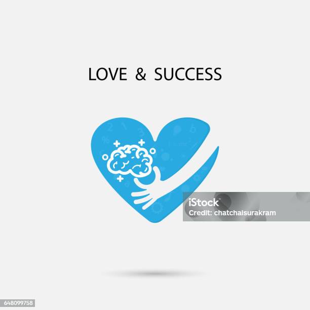 Main De Lhomme Ampoule Et Logo Coeur Vector Design Avec Le Cerveau