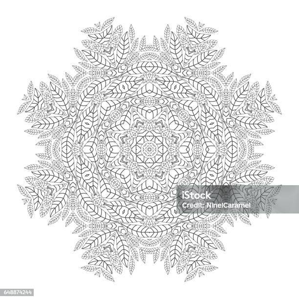 Mandala Halaman Mewarnai Antistress Untuk Orang Dewasa Ilustrasi Stok
