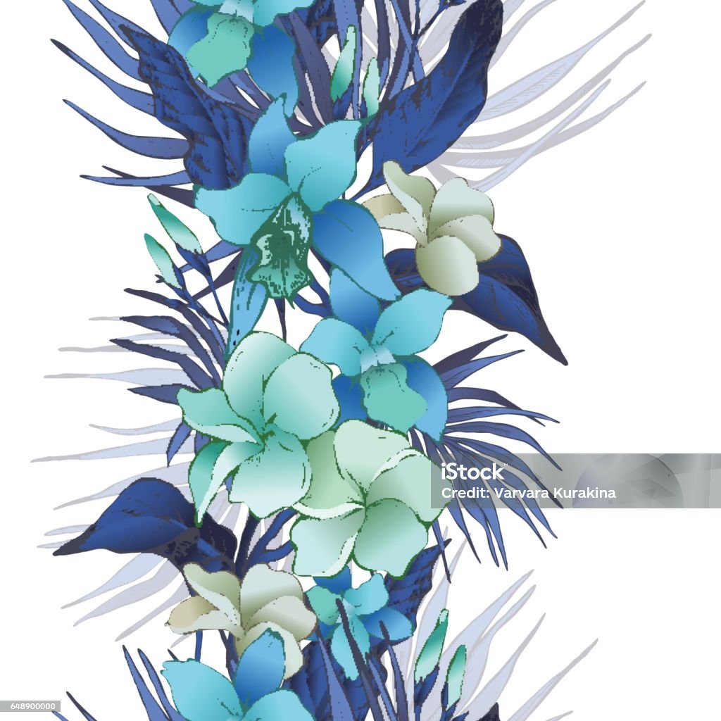 Vector Vintage Floral Tropical Seamless Pattern Stock Illustration
