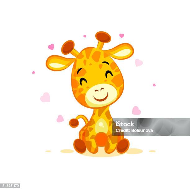 Emoji 안녕 안녕 사랑에 마음을 귀여운 캐릭터는 만화 기린 스티커 이모티콘 갈색에 대한 스톡 벡터 아트 및 기타 이미지