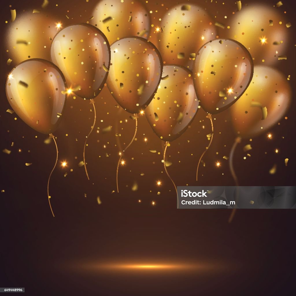 Realistic 3d Glossy Golden Balloons Stock Illustration - Download Image ... Realistic 3d Glossy Golden Balloons Stock Illustration - Download Image ...