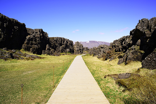 Thingvellir 국립 공원 어디 대서양 지 각 판 만나는 자리에 바로 아이슬란드에서 유명한 지역 Unesco 조직된 단체에