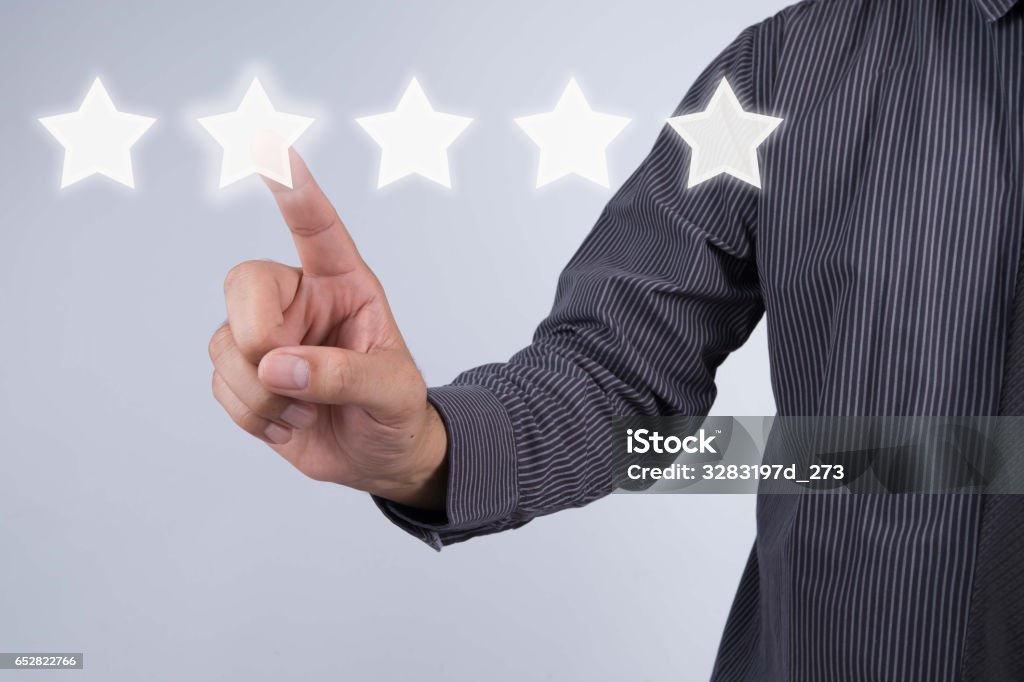 Evaluation Concept Businessman Pointing Five Star To Increase Rating Of ... Evaluation Concept Businessman Pointing Five Star To Increase Rating Of ...