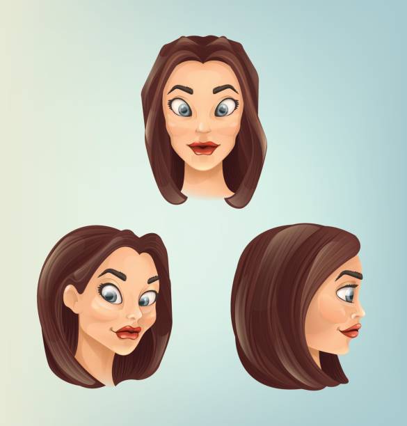 40 Female Portrait Multiple Angles Stock Illustrations Royalty Free