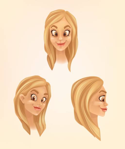 40 Female Portrait Multiple Angles Stock Illustrations Royalty Free