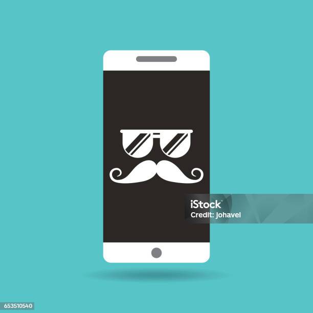 Hipster 스타일 디자인 스마트폰에 대한 스톡 벡터 아트 및 기타 이미지 스마트폰 콧수염 고풍스런 Istock