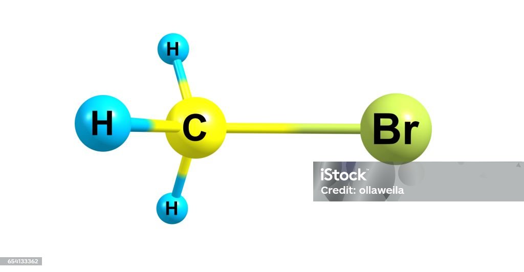 Bromomethane Molecular Structure Isolated On White Stock Illustration