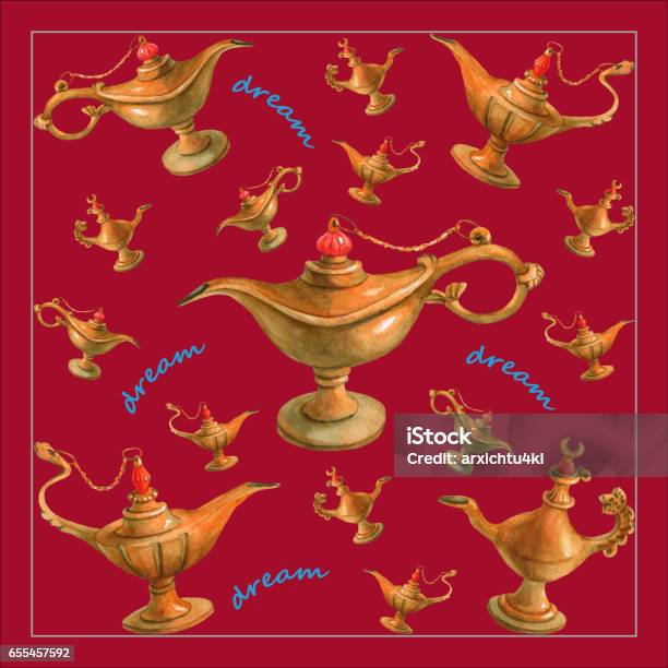 Illustration De Lampe De Génie Daladdin Magique Des Mille Et Une Nuits