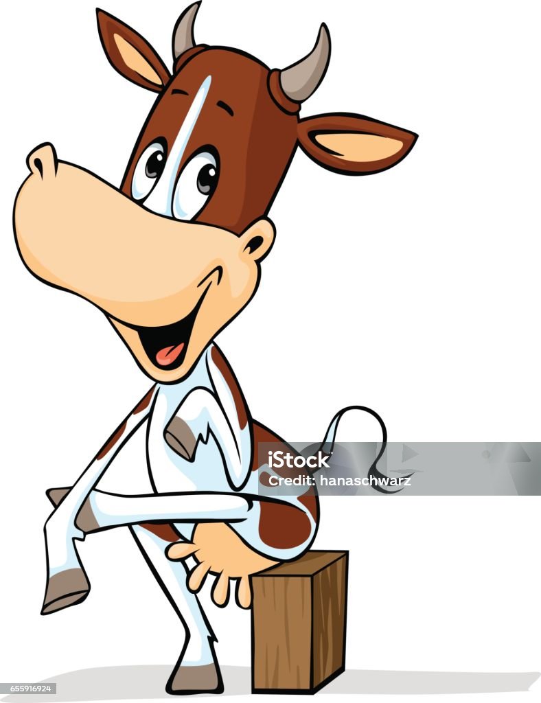 Mignon Vache Assise Jambe Sur Illustration De Contour Vectoriel