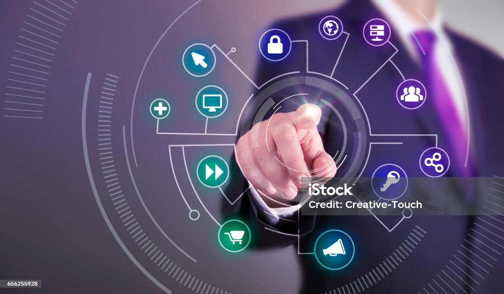 Business Man Touch Screen Concept Network Stock Photo - Download Image ... Business Man Touch Screen Concept Network Stock Photo - Download Image ...