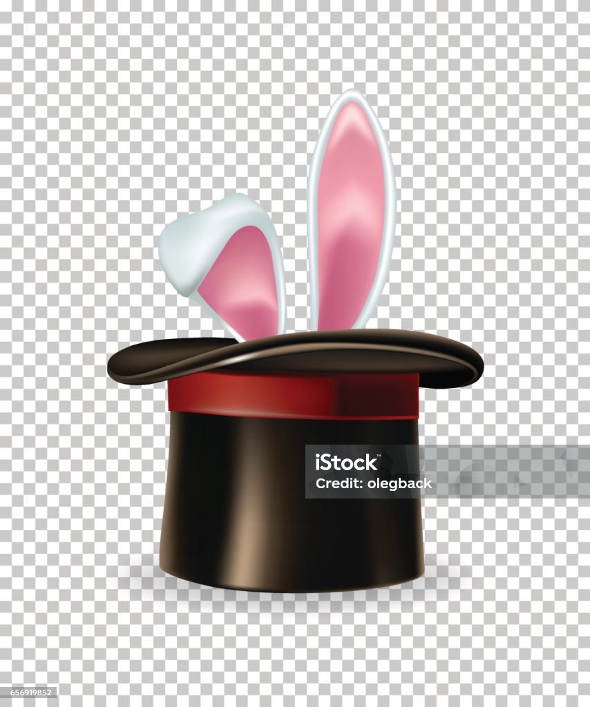 Vector Rabbit Ears Appear From The Magic Hat Stock Illustration