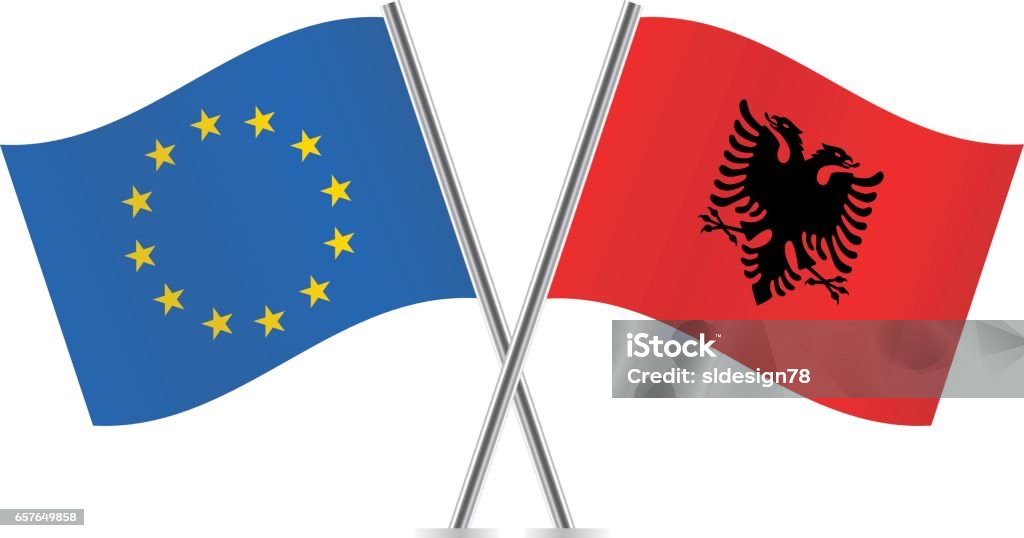 Europäischen Union Und Albanien Fahnen Vektorillustration Stock Vektor ... Europäischen Union Und Albanien Fahnen Vektorillustration Stock Vektor ...