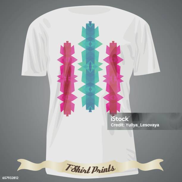 Tshirt Tasarım Üçgen Mozaik Deseni Ile Renkli Soyut Çizim Ile Stok