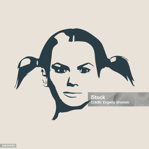 Ilustración De Silueta De Una Cabeza De Mujer Cara Vista De Perfil Y