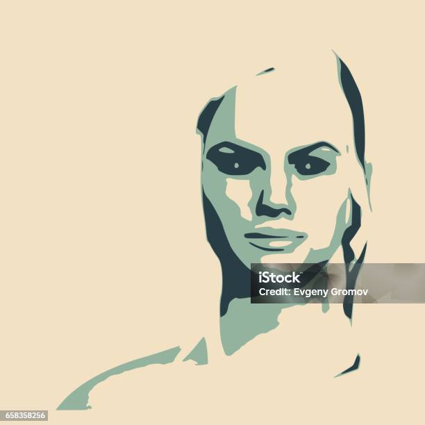 Ilustración De Silueta De Una Cabeza De Mujer Cara Vista De Perfil Y