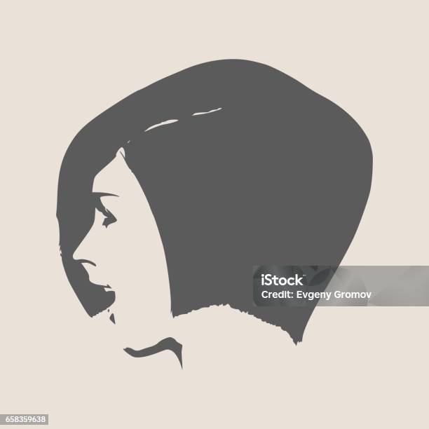 Ilustración De Silueta De Una Cabeza De Mujer Cara Vista De Perfil Y